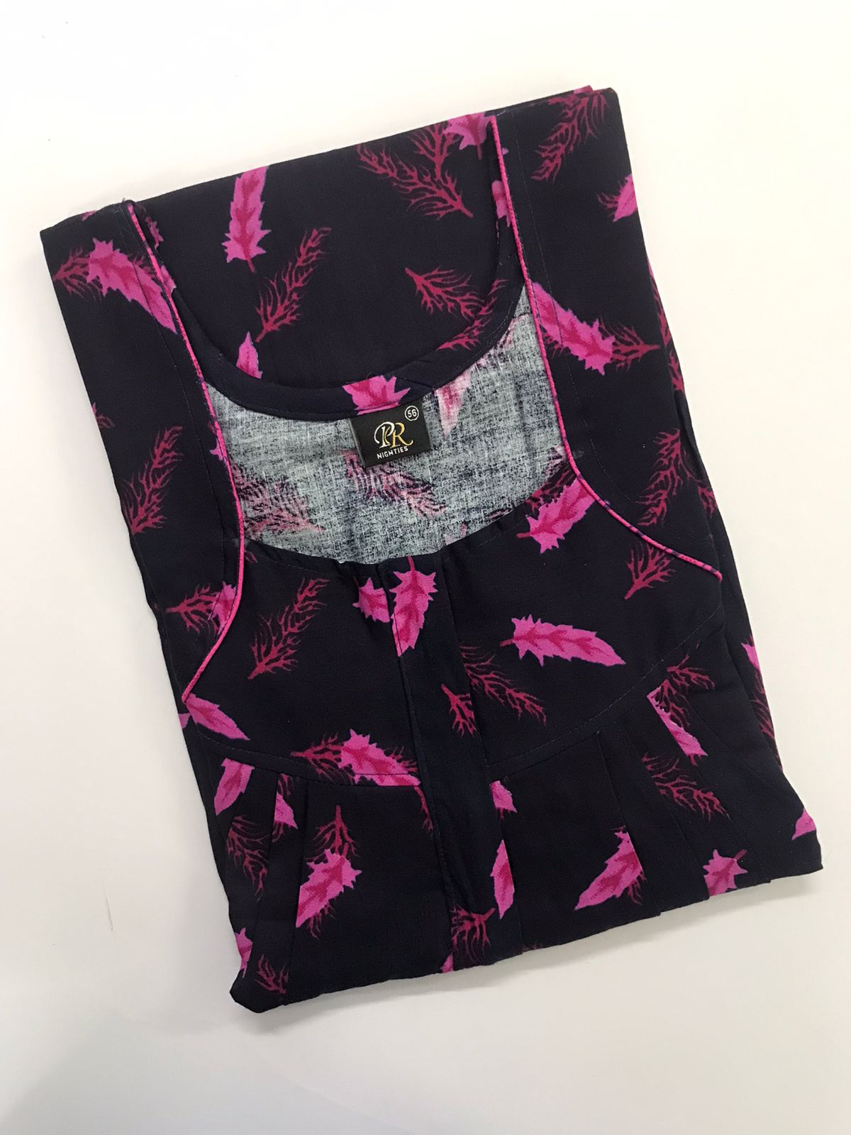 Front Pleated Cotton Nighty With Zip - PR Nighties