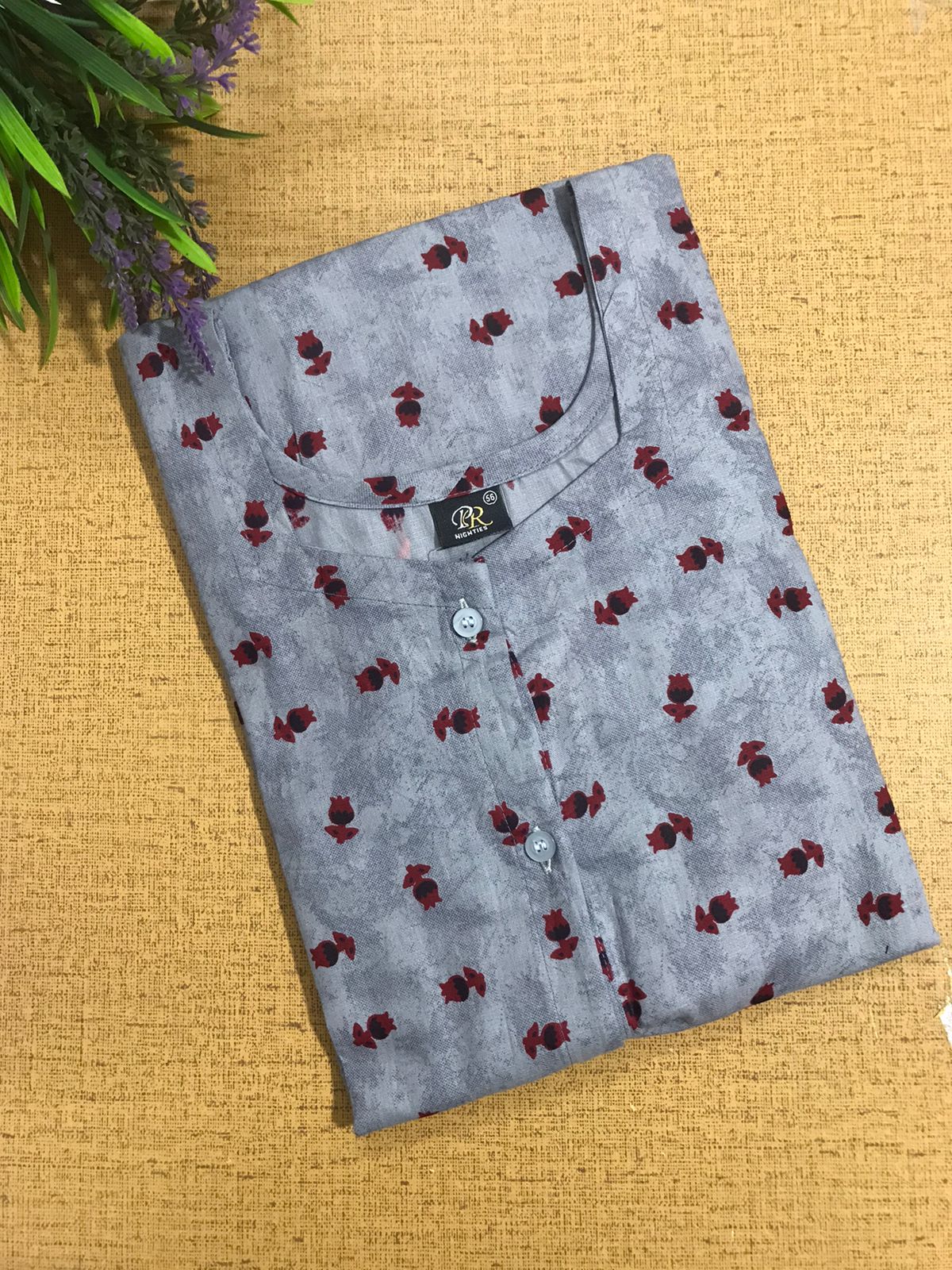 Full Button Open Cotton Nighty - PR Nighties