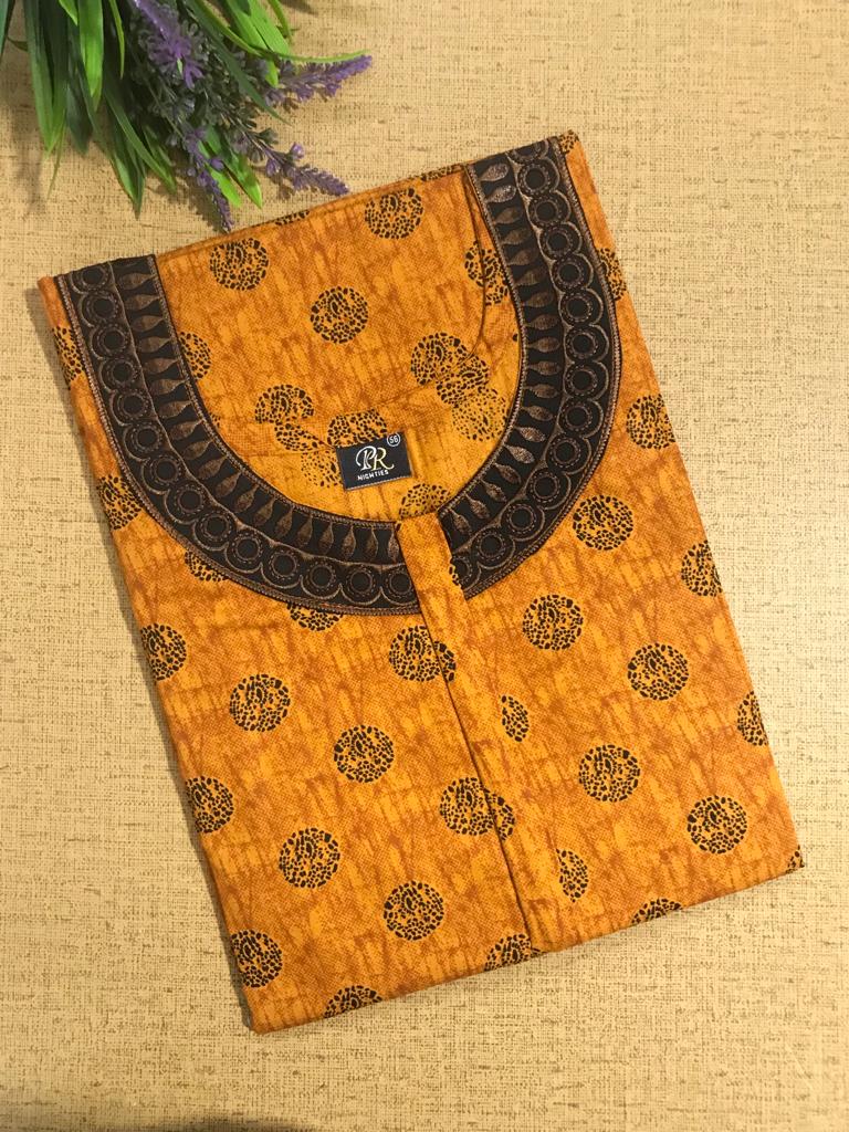Neck Embroidery Cotton Churidar Cut Nighty - PR Nighties