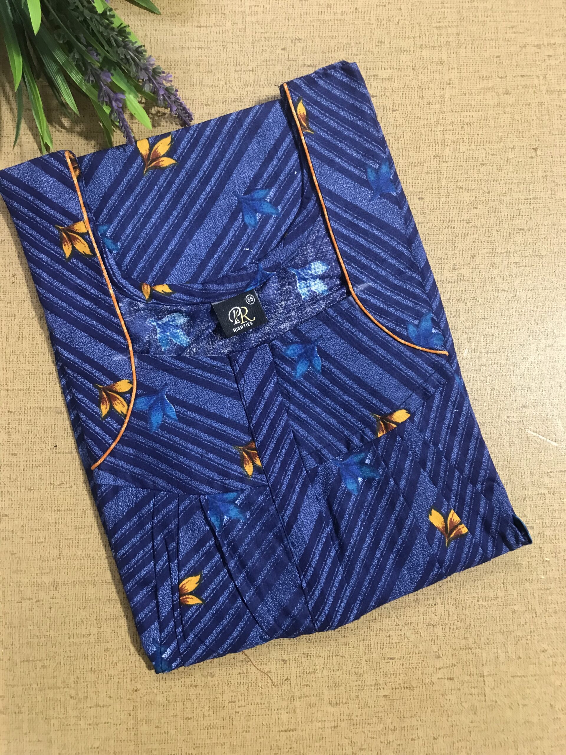 Front Pleated Cotton Nighty With Zip - PR Nighties
