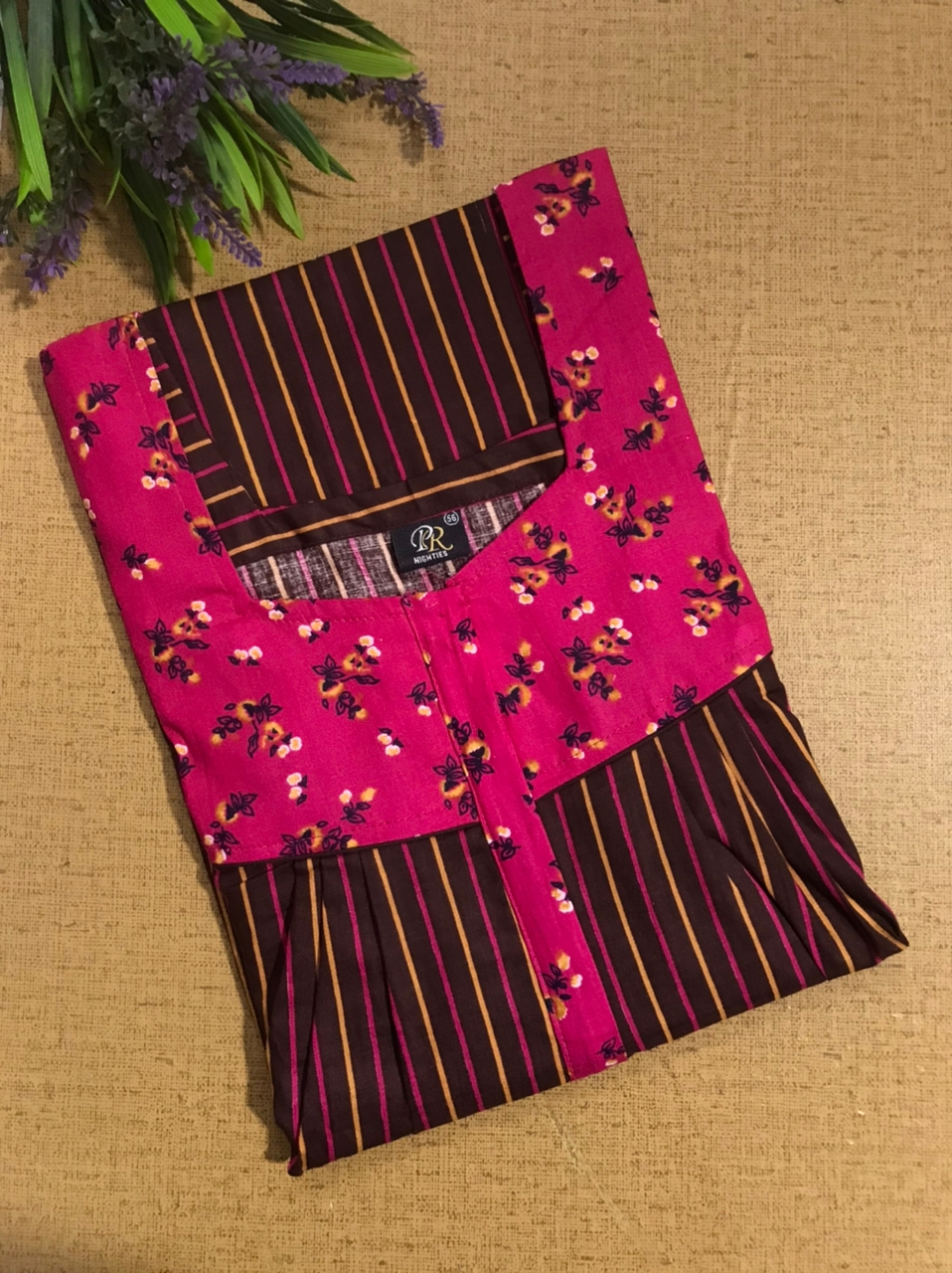 Mix N Match Square Neck Pleated Cotton Nighty - PR Nighties