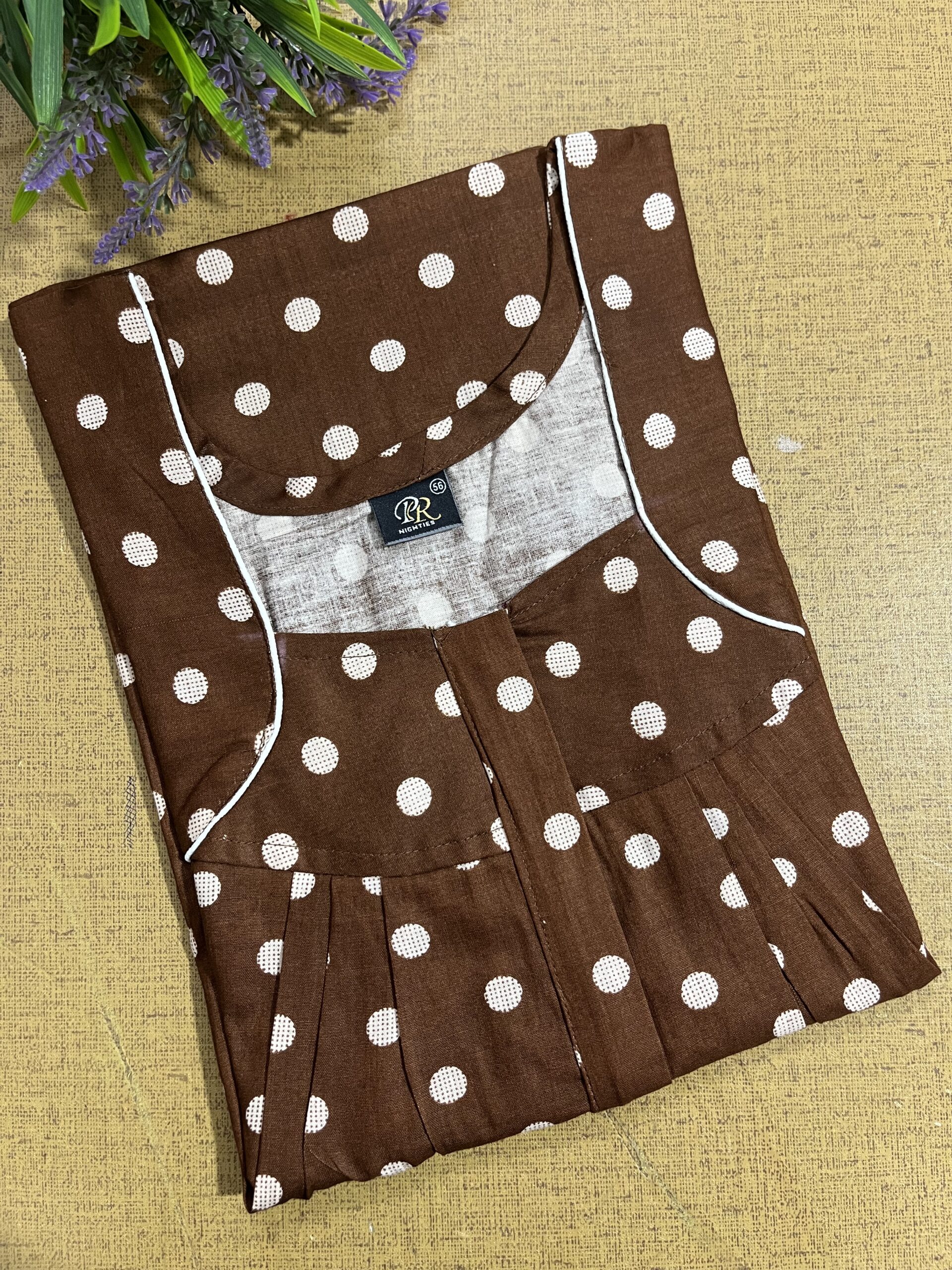 Front Pleated Cotton Nighty With Zip - PR Nighties