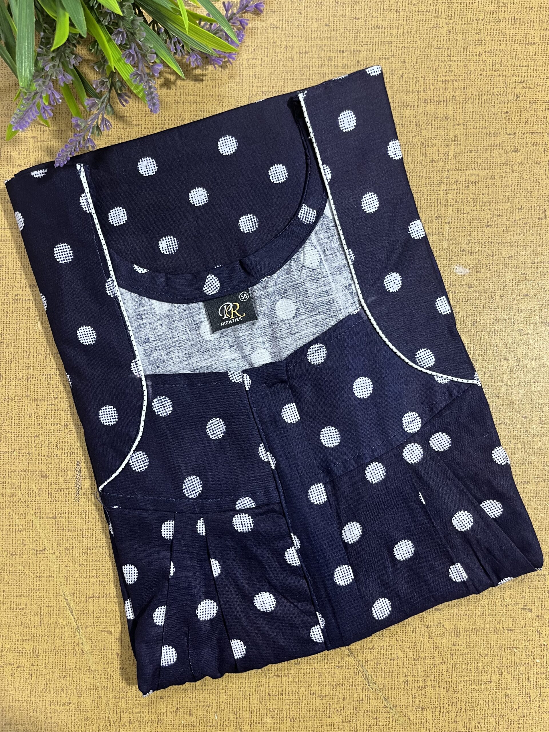 Front Pleated Cotton Nighty With Zip - PR Nighties