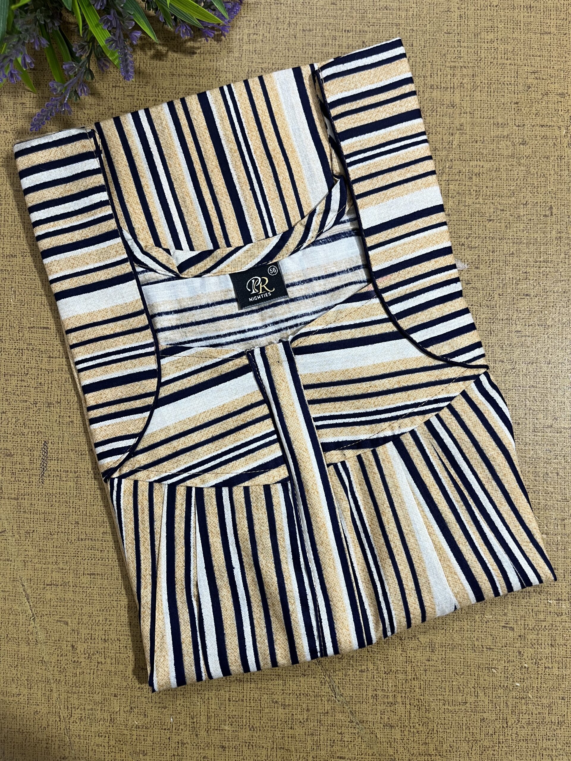 Front Pleated Cotton Nighty With Zip - PR Nighties