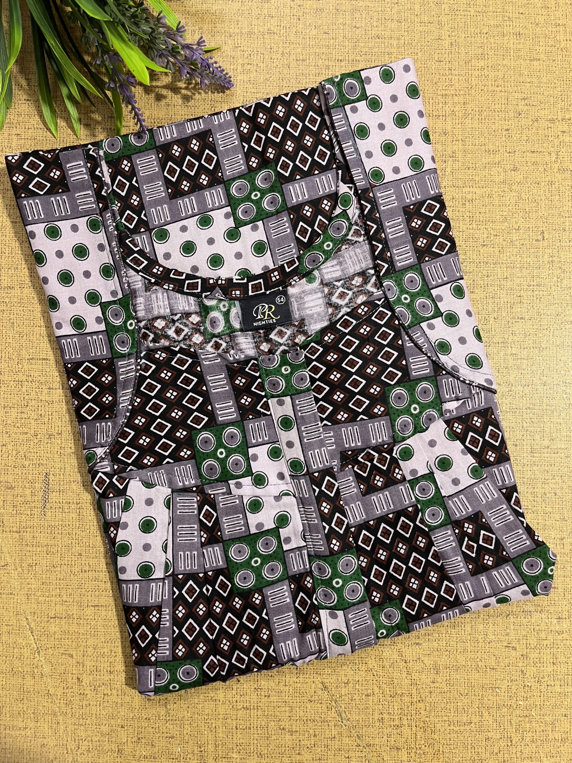 Front Pleated Cotton Nighty With Zip - PR Nighties