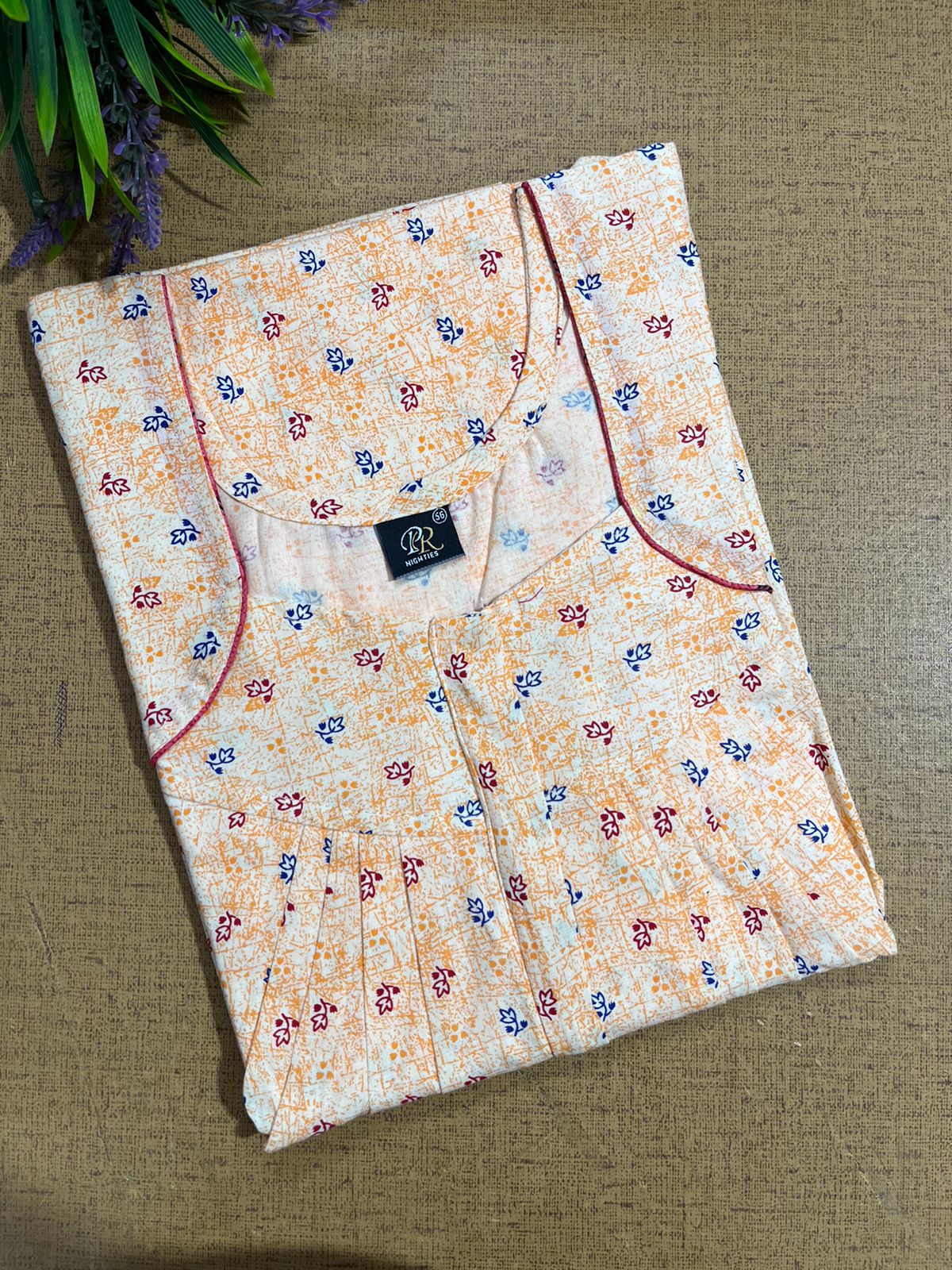 Front Pleated Cotton Nighty With Zip - PR Nighties