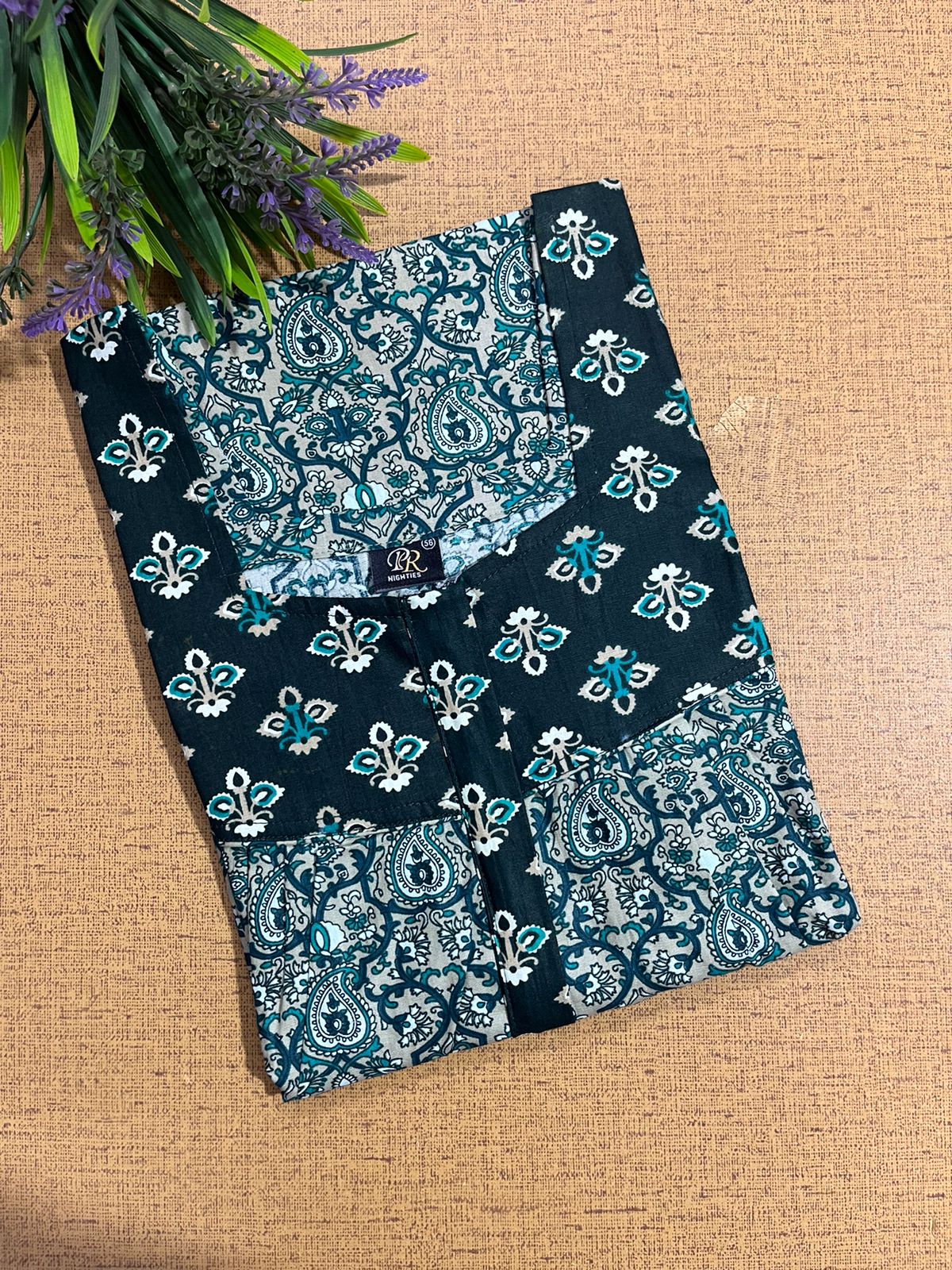 Mix N Match Square Neck Pleated Cotton Nighty - PR Nighties