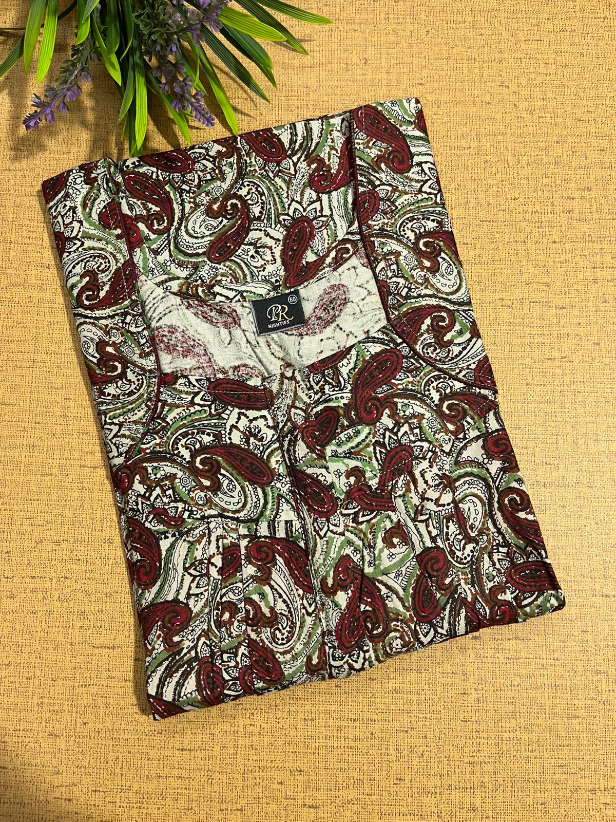 Front Pleated Cotton Nighty With Zip - PR Nighties