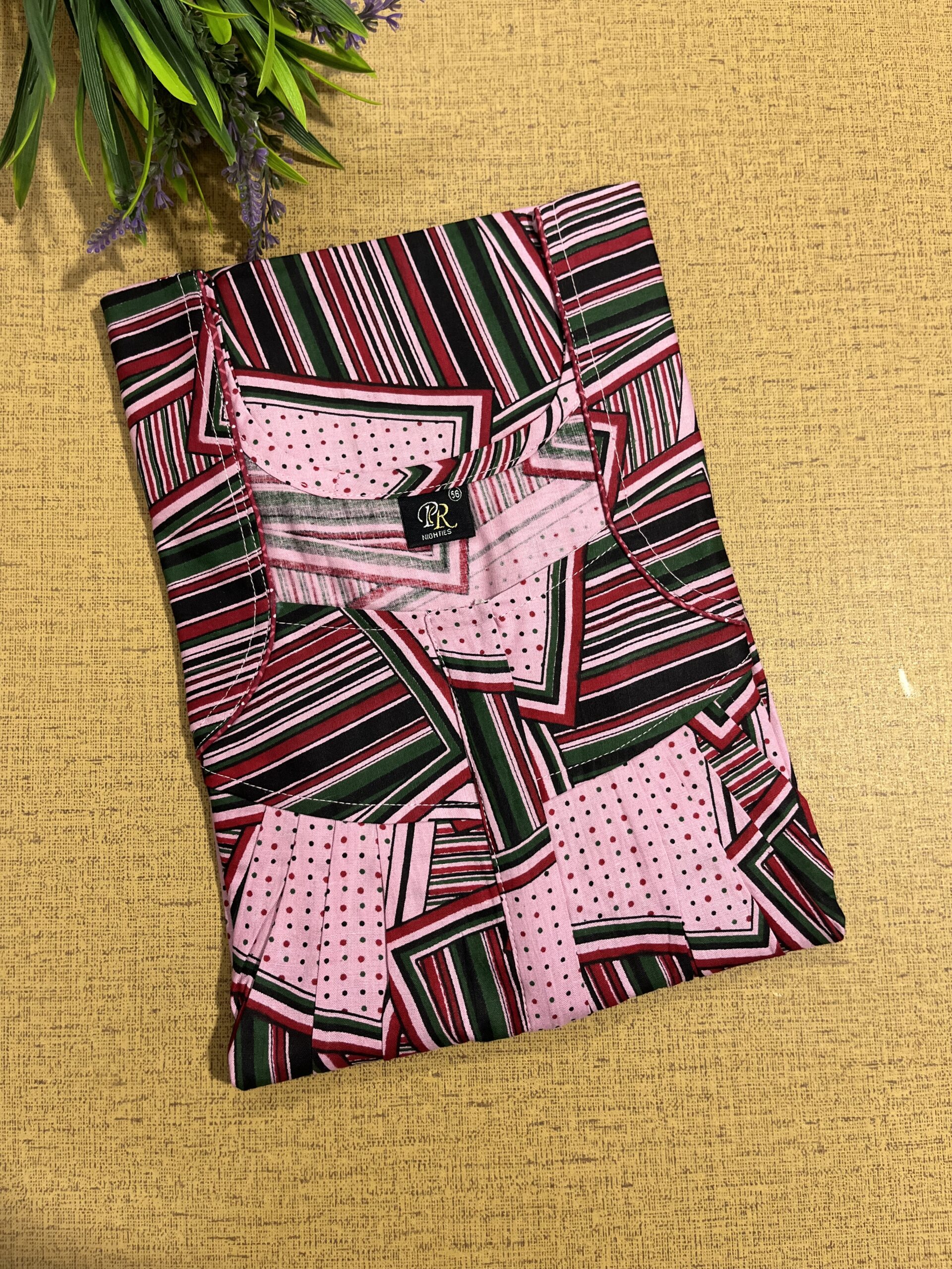 Front Pleated Cotton Nighty With Zip - PR Nighties