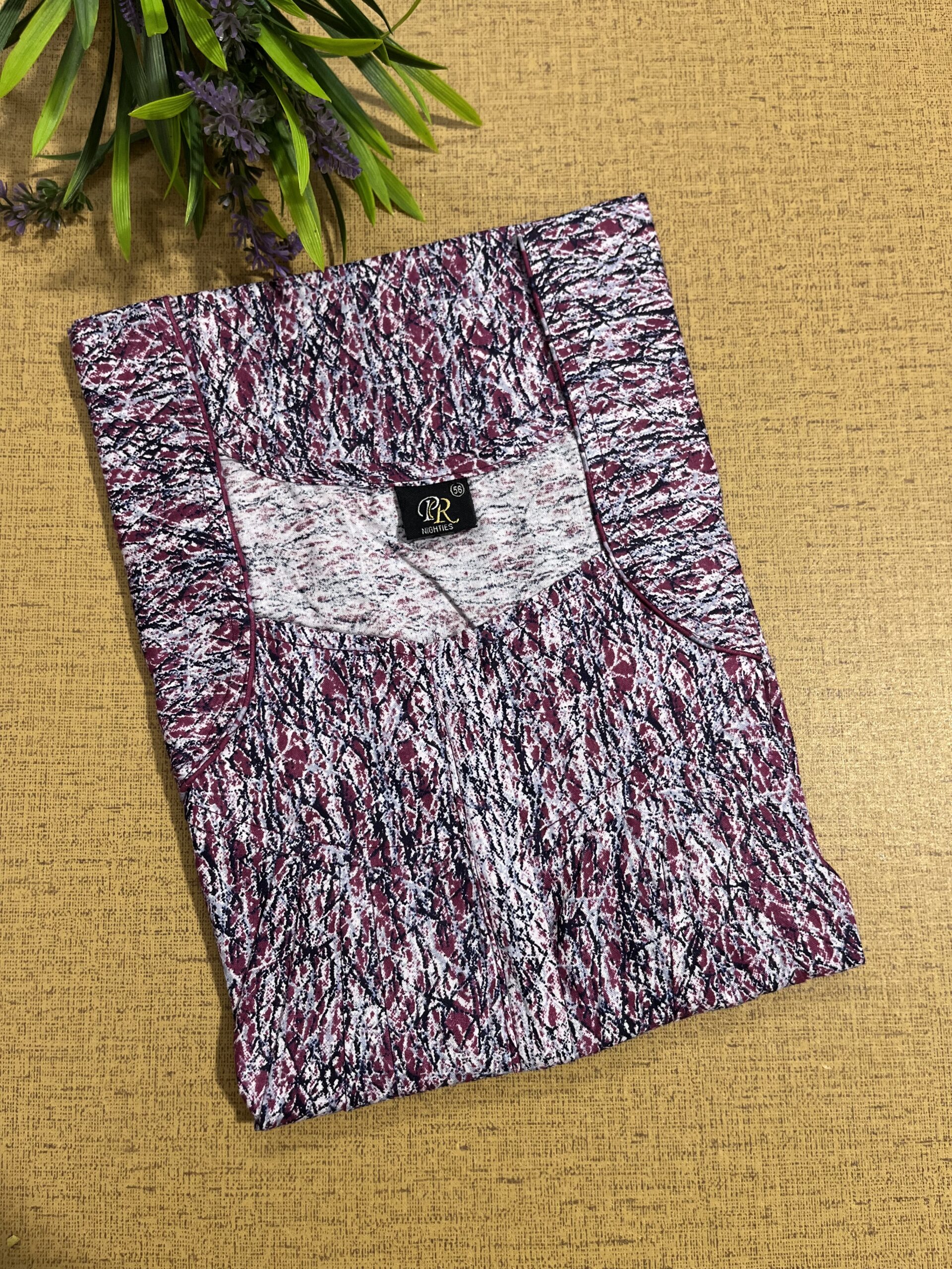 Front Pleated Cotton Nighty With Zip - PR Nighties