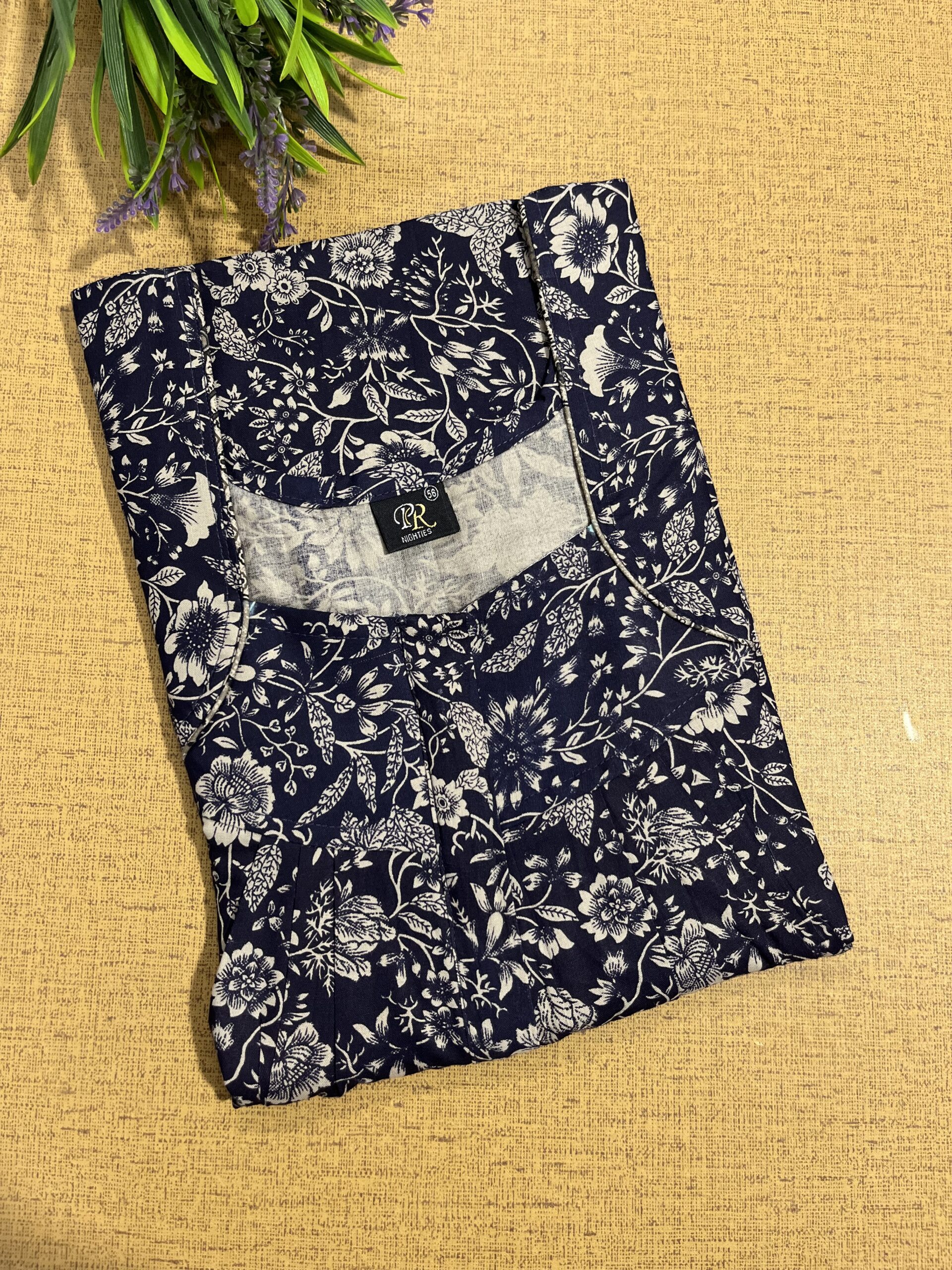 Front Pleated Cotton Nighty With Zip - PR Nighties