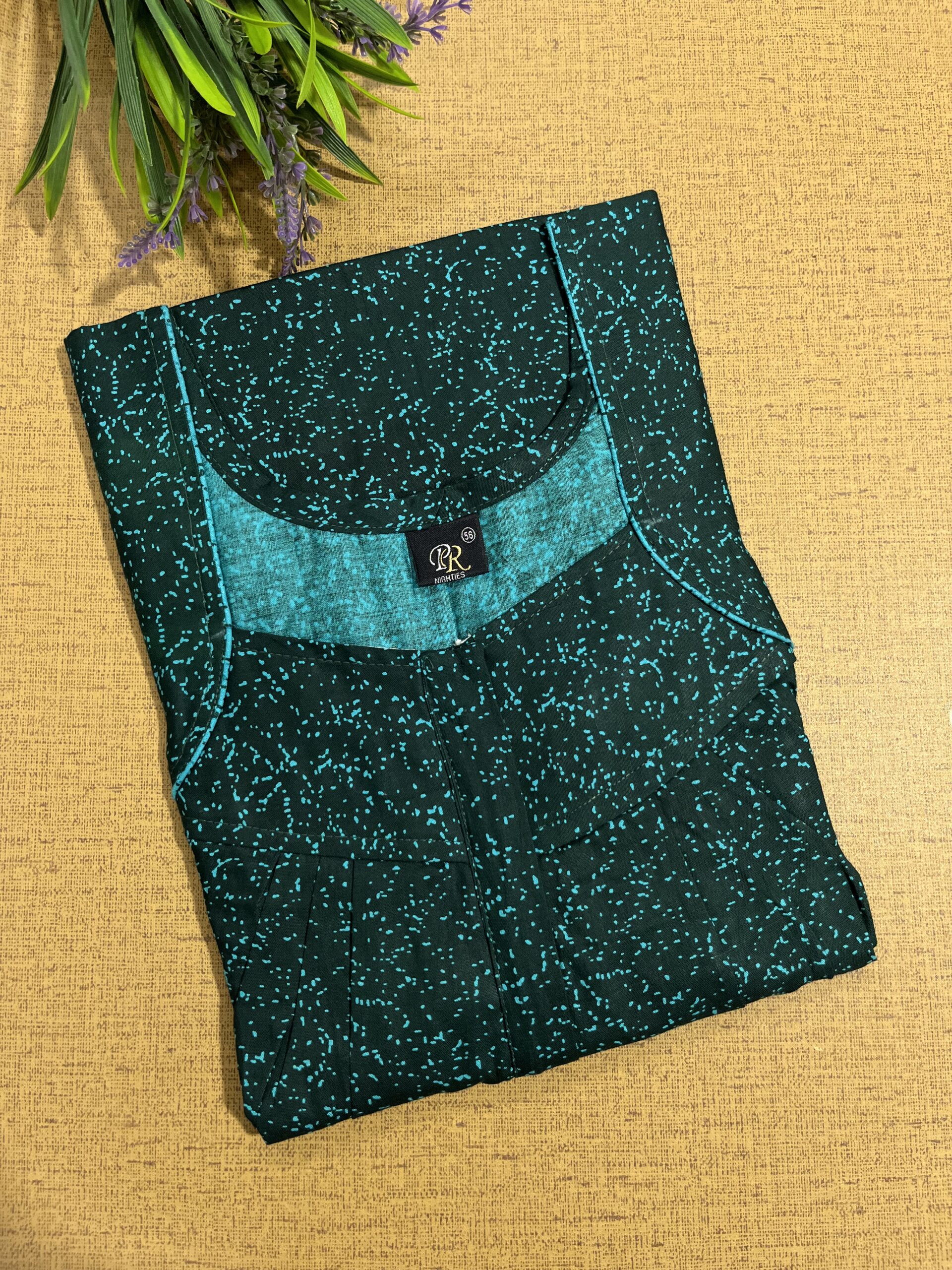 Front Pleated Cotton Nighty With Zip - PR Nighties