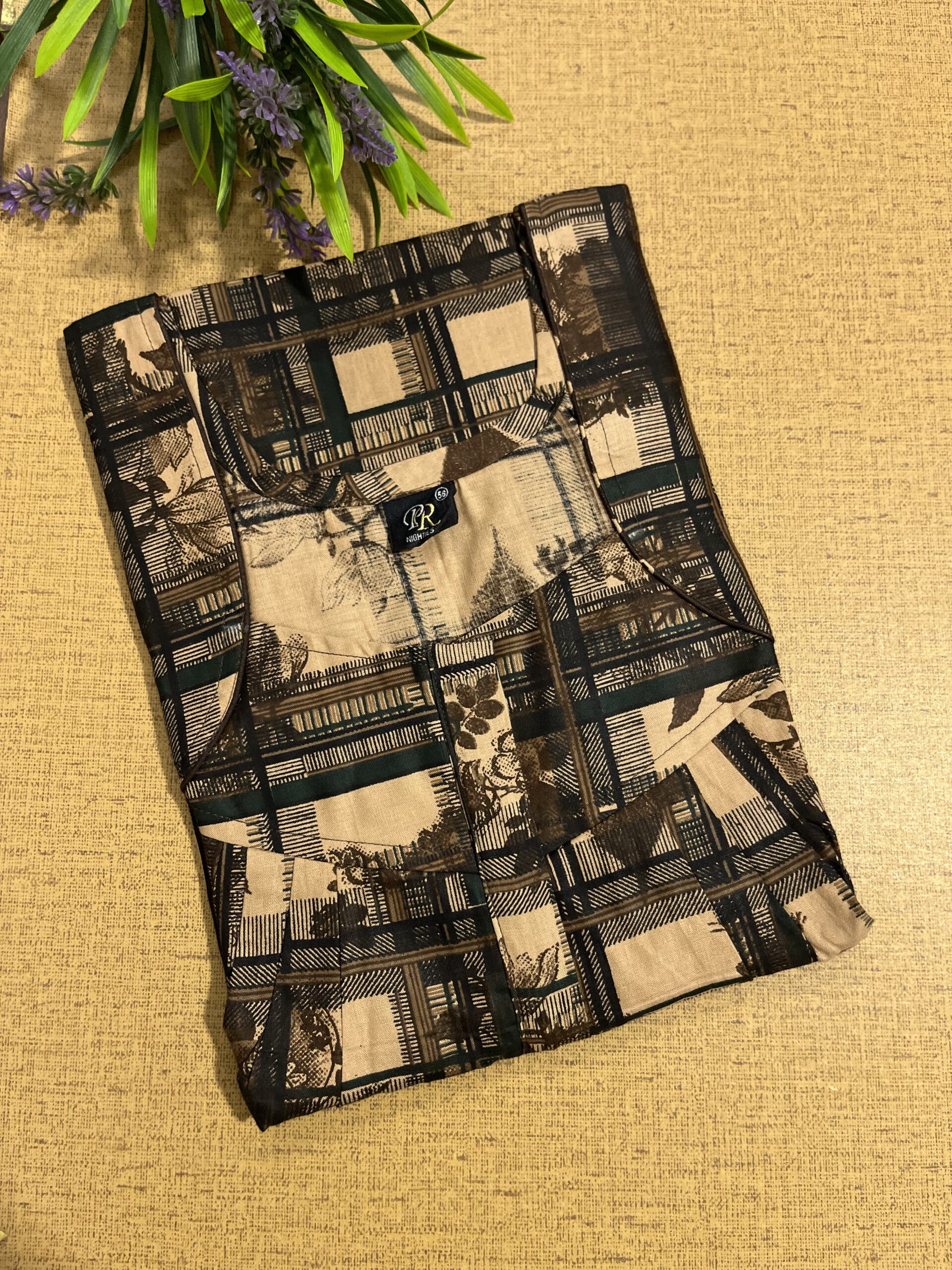 Front Pleated Cotton Nighty With Zip - PR Nighties