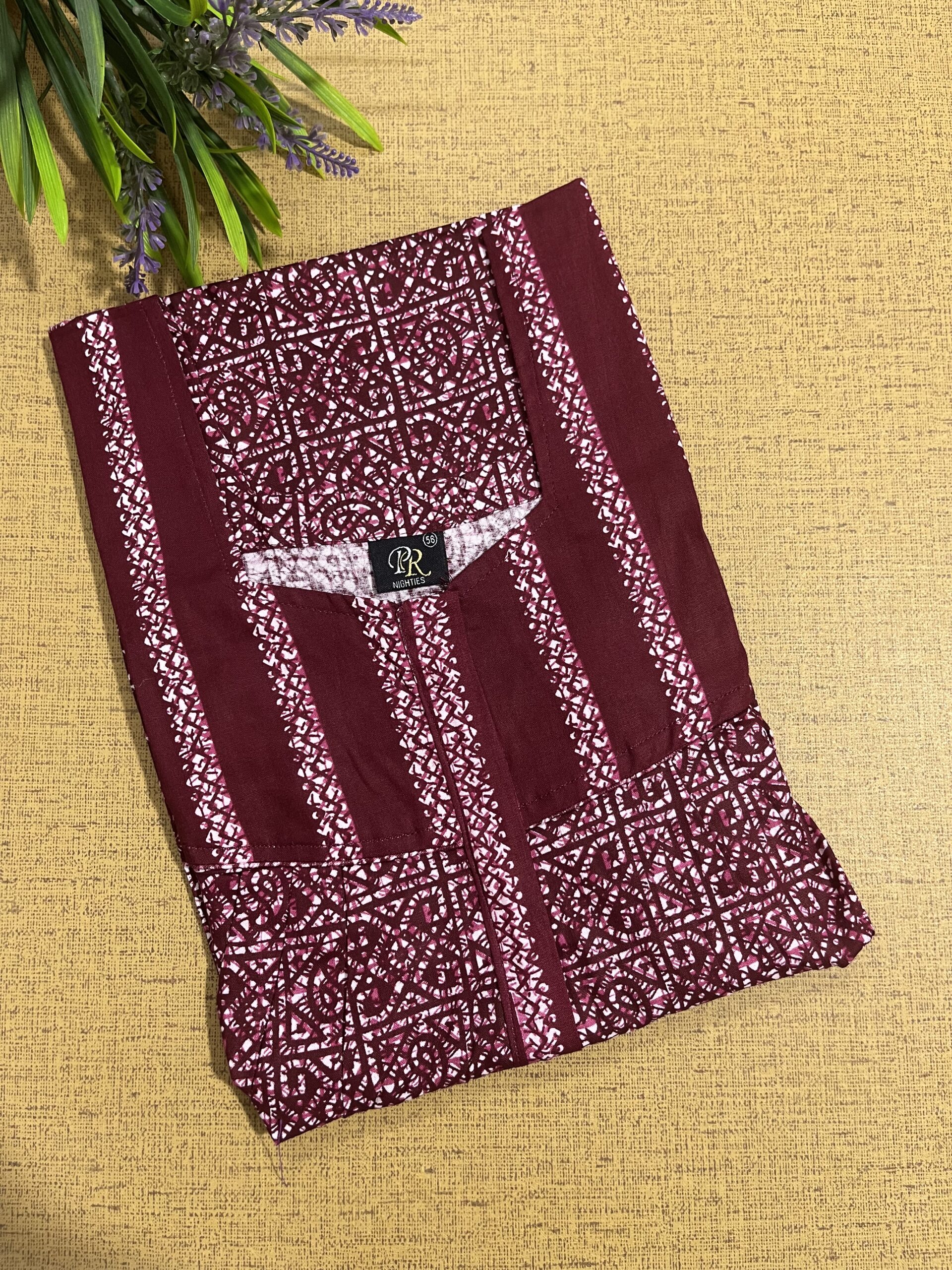 Mix N Match Square Neck Pleated Cotton Nighty - PR Nighties
