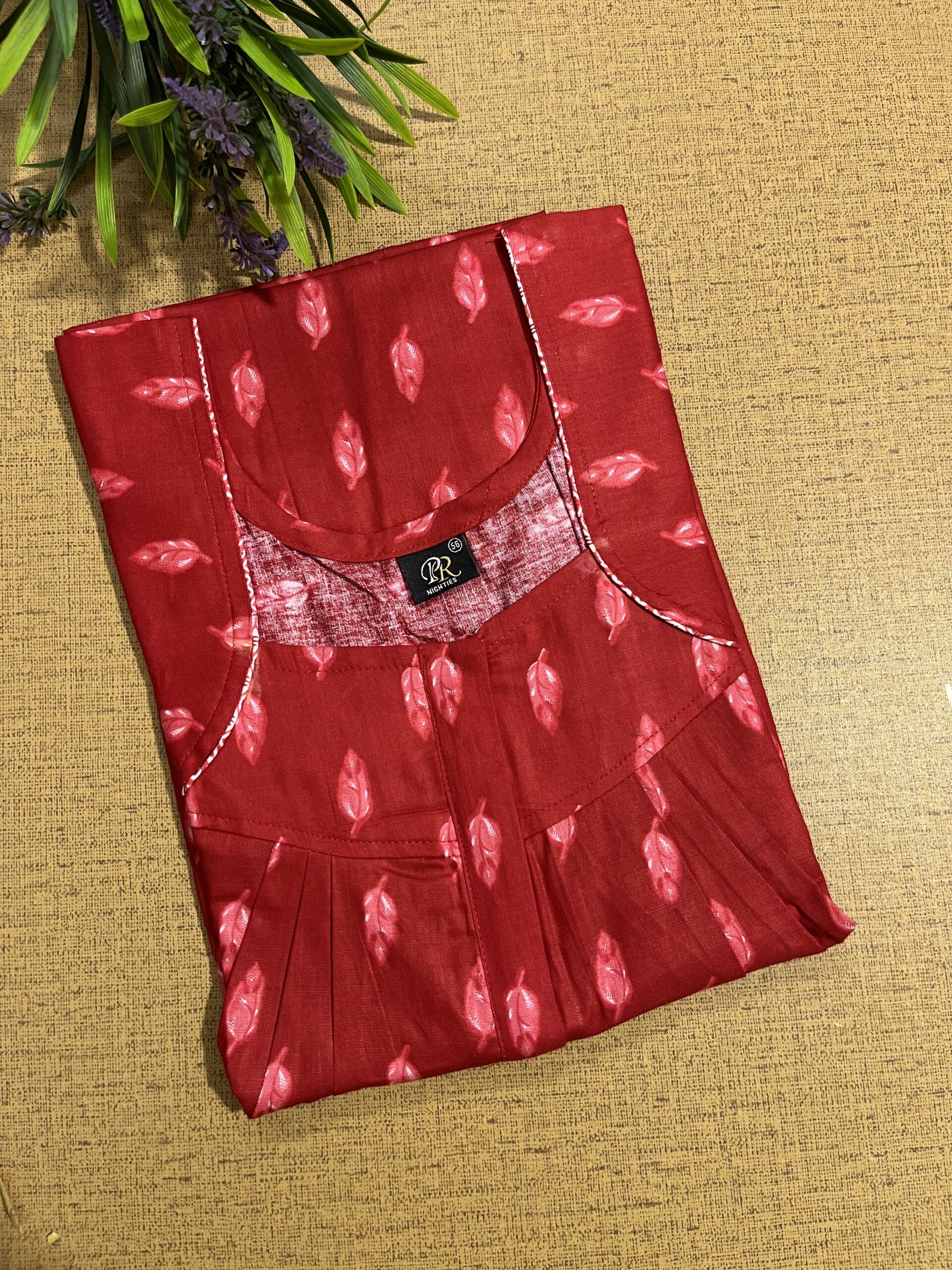 Front Pleated Cotton Nighty With Zip - PR Nighties