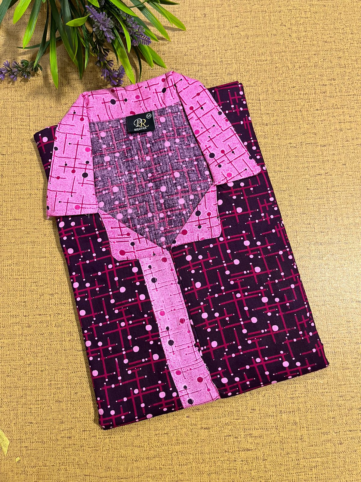 COLLAR NECK NIGHTY WITH FRONT POCKET - PR Nighties