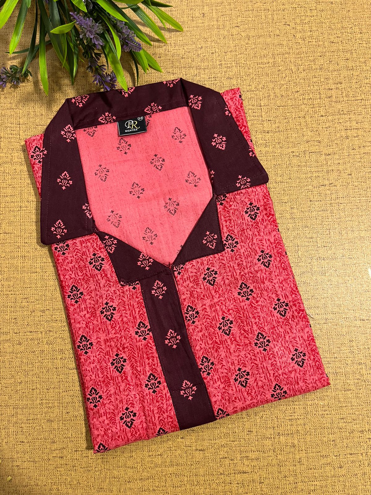 COLLAR NECK NIGHTY WITH FRONT POCKET - PR Nighties