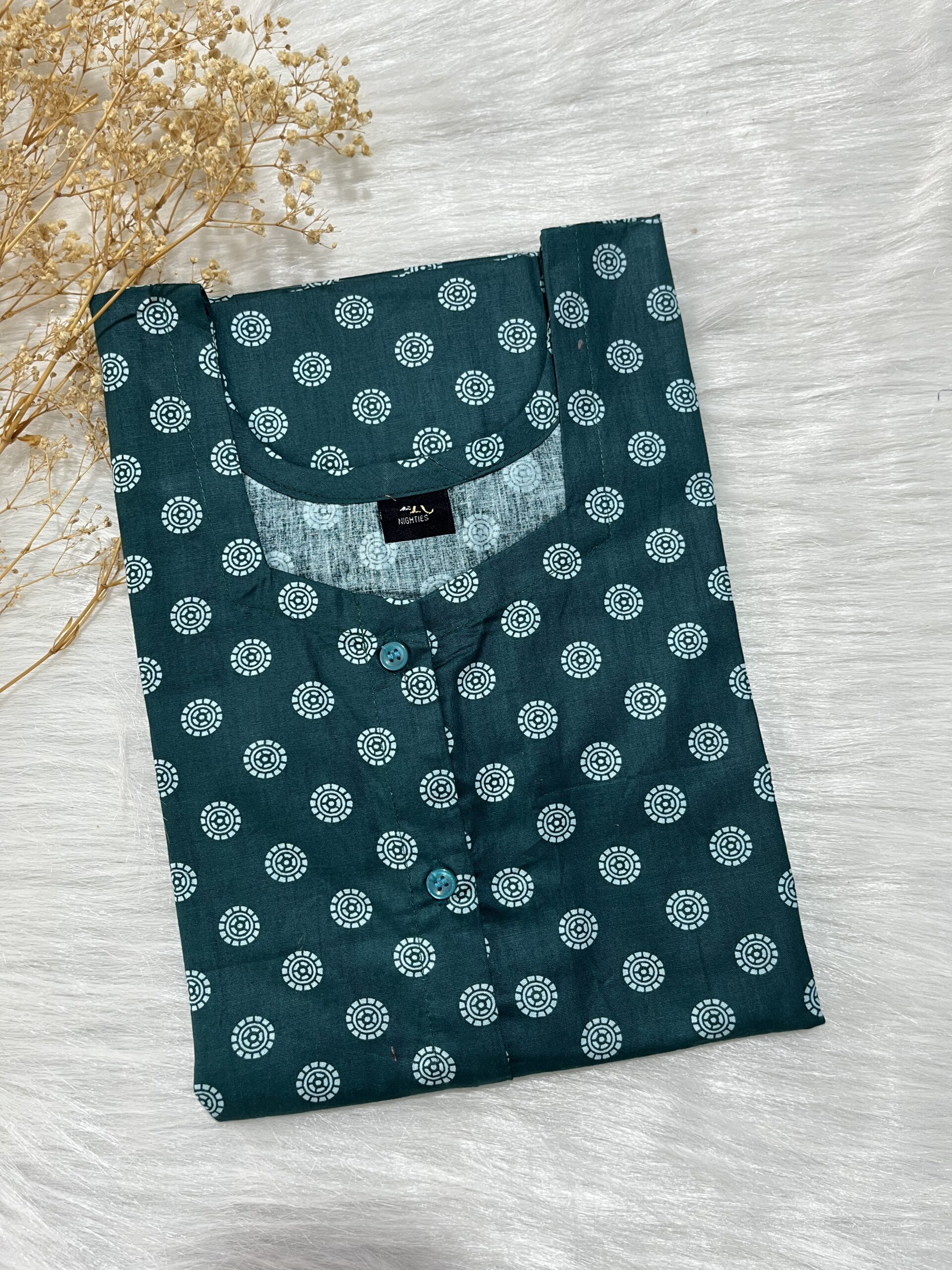 Full Button Open Cotton Nighty - PR Nighties