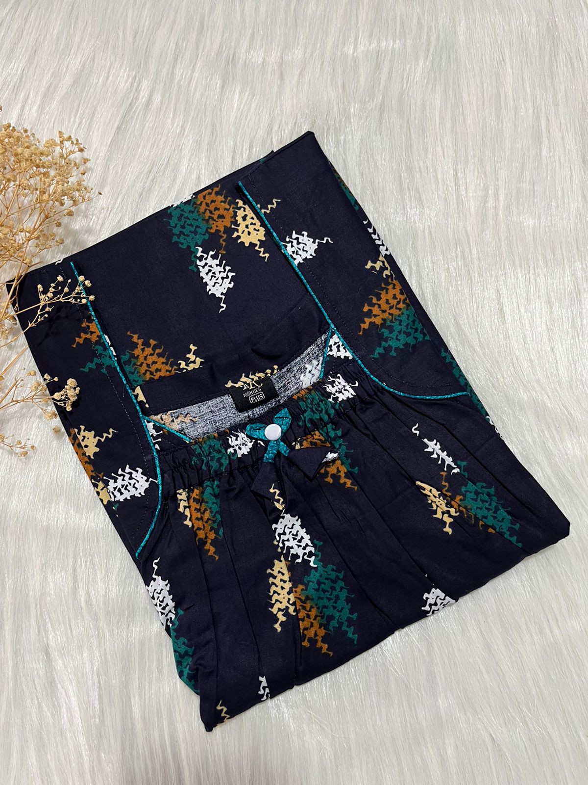 Plus Size Front Pleated Elastic Nighty - PR Nighties