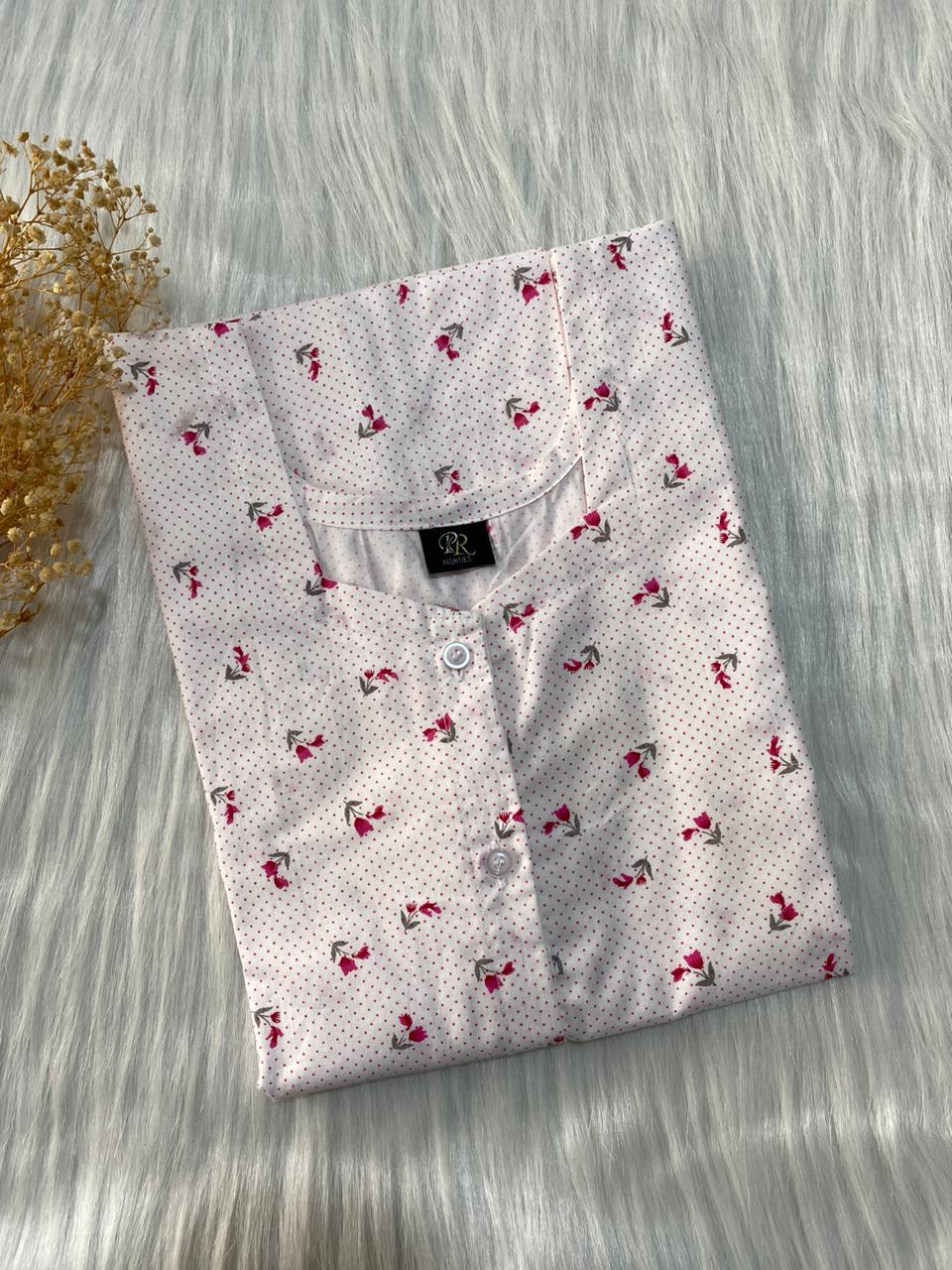 Full Button Open Cotton Nighty - PR Nighties