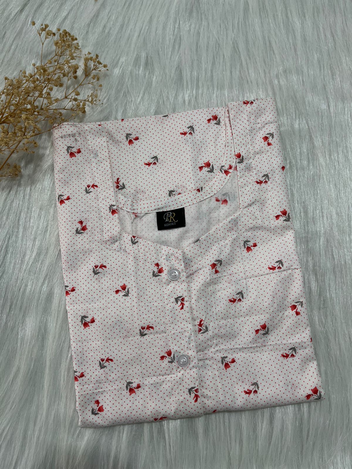 Full Button Open Cotton Nighty - PR Nighties