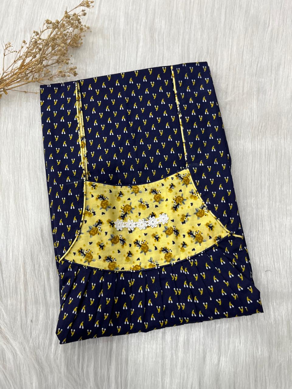 Three Flower Front and Back Pleated Cotton Nighty with Low Neck - PR ...