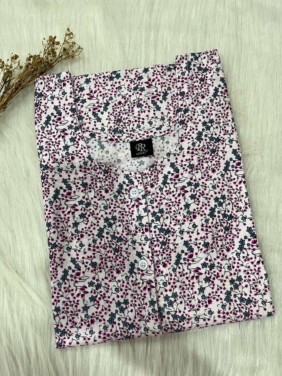 Full Button Open Cotton Nighty - PR Nighties